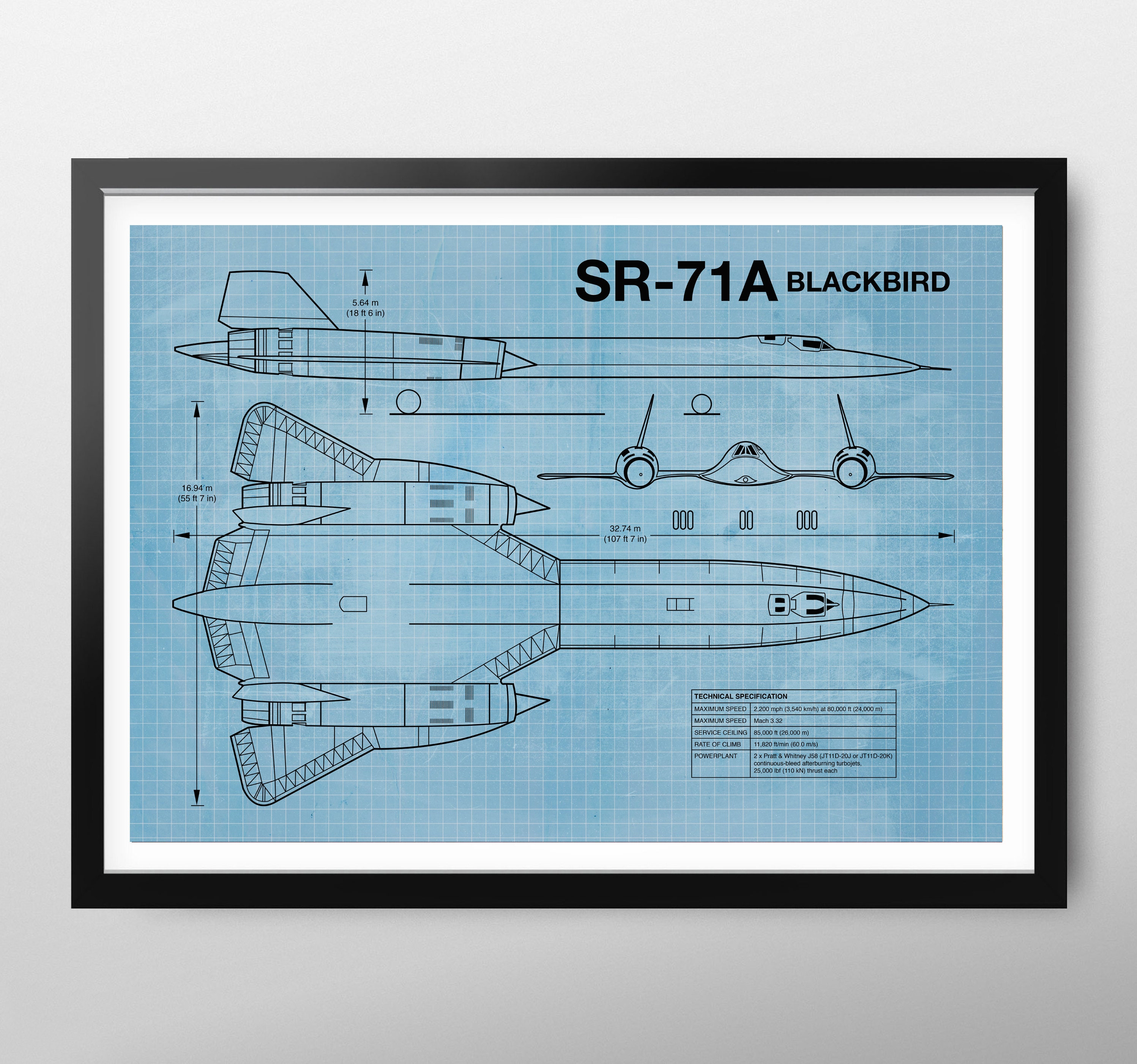 Blueprint SR-71 Blackbird Lockhead Aircraft Dimensions. Elon | Etsy