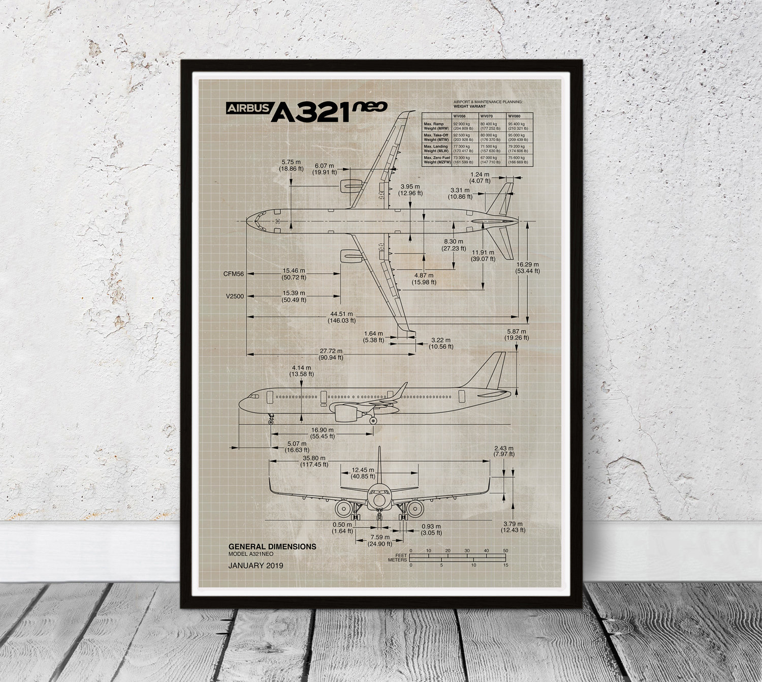 Blueprint Airbus A321 NEO Commercial Airplane. Dad's - Etsy