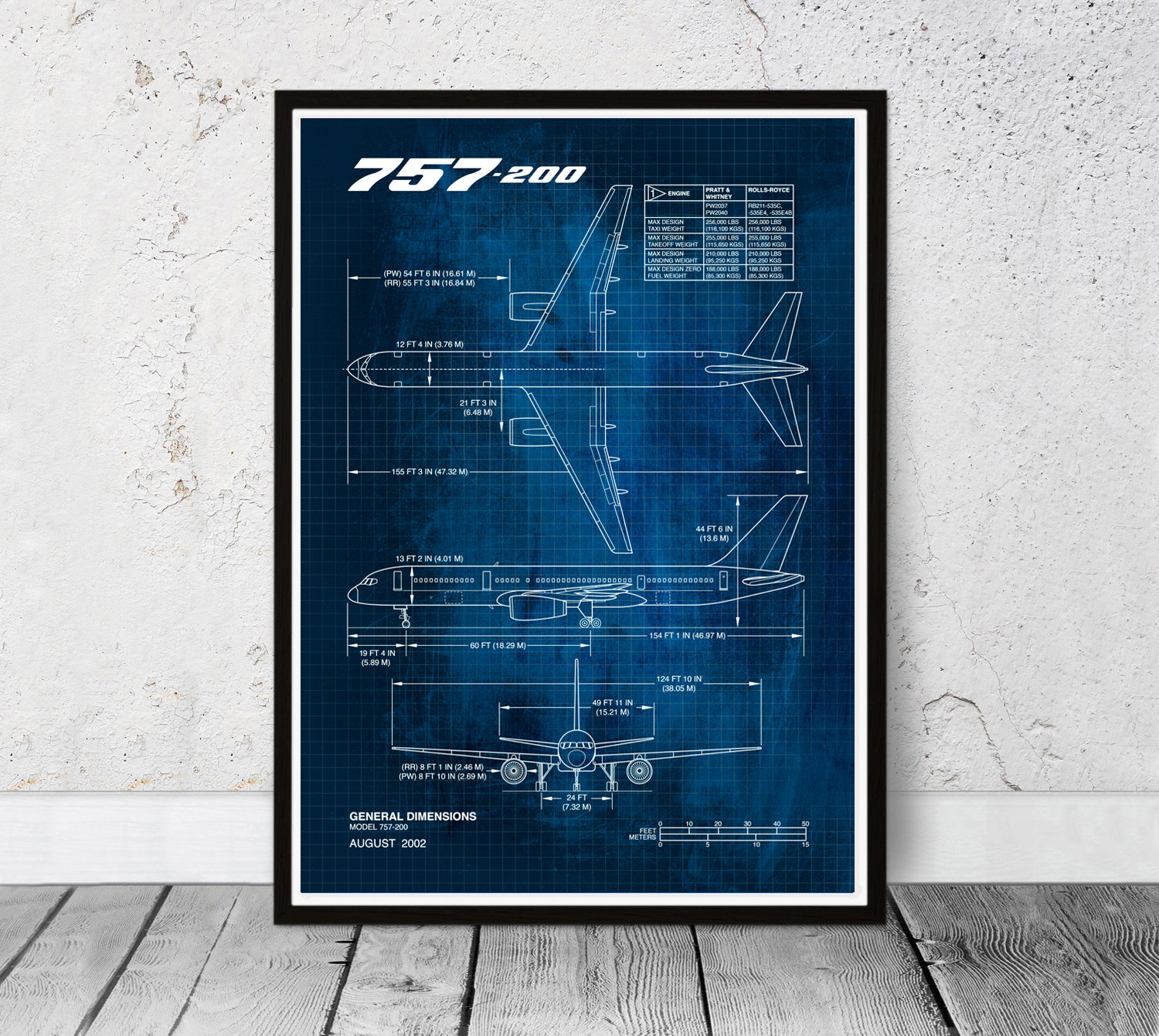 Blueprint Boeing 757 Poster Print. Aircraft Airplane - Etsy Israel