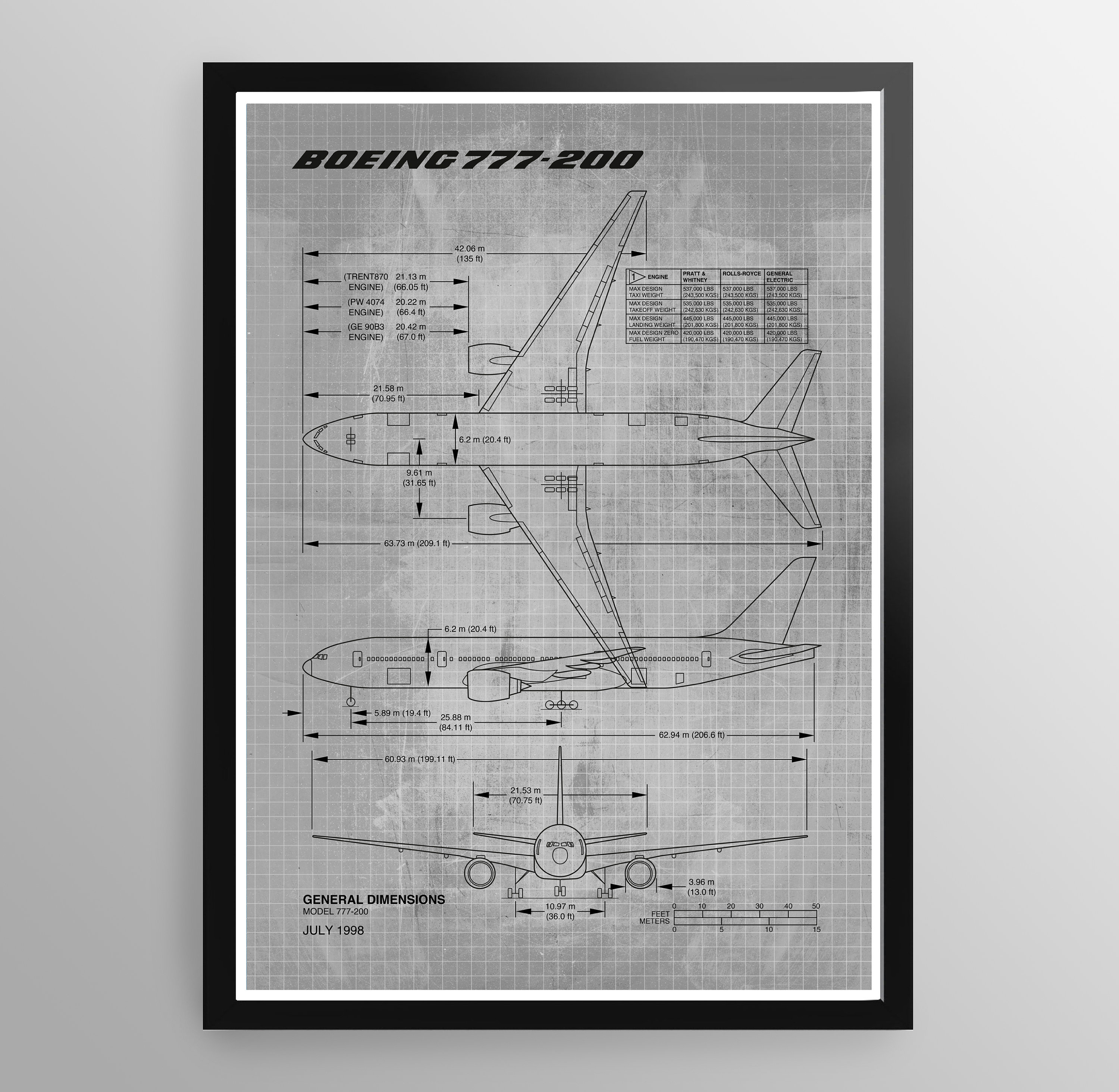 Blueprint Boeing 777 Poster Print. Aviation Poster. Aircraft | Etsy
