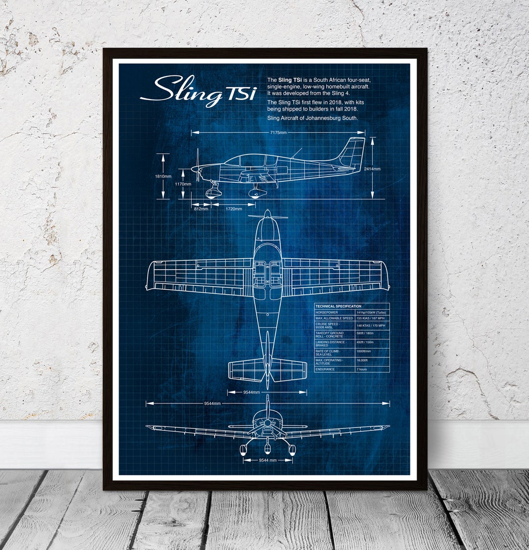 Blueprint Sling Tsi Poster Print. Aviation, Airplane. Gift Idea ...
