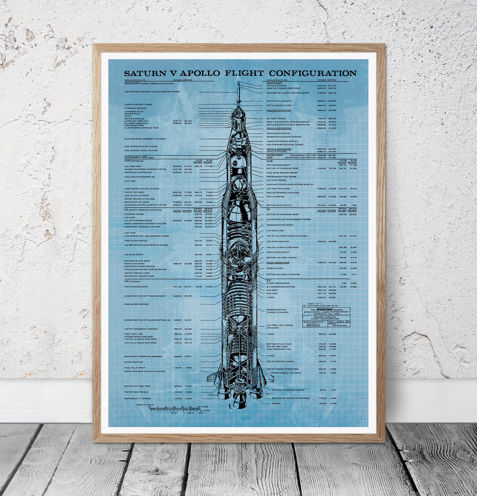 Blueprint Saturn V Rocket Nasa Apollo Flight Configuration | Etsy UK