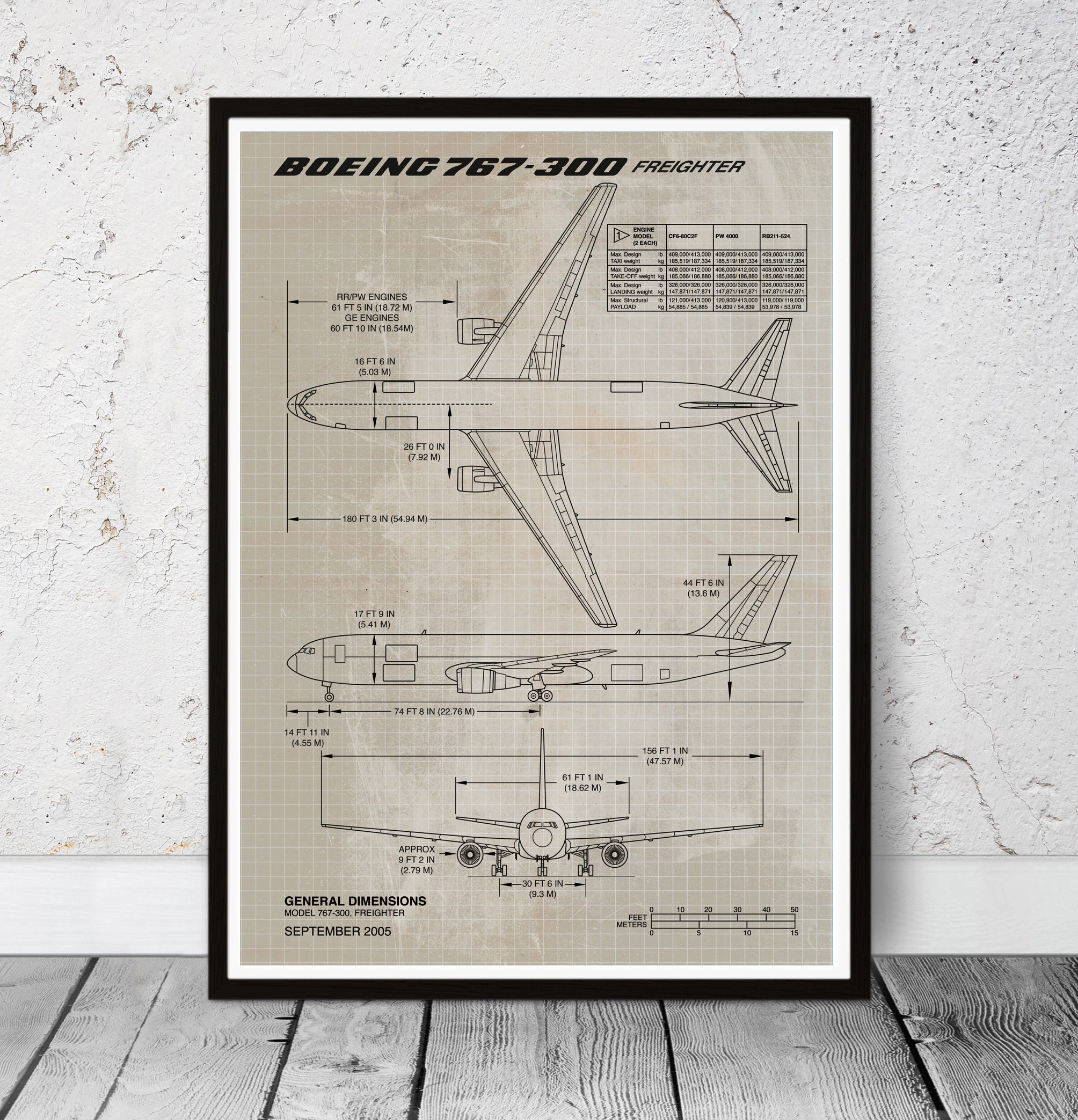 Blueprint Boeing 767 Freighter poster print. Aircraft - Etsy 日本