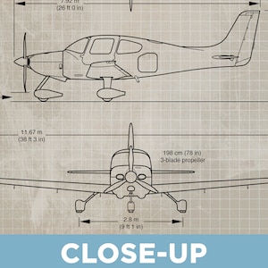 Blueprint Cirrus SR22 Poster Print. Airplane, Aviation. Gift Idea ...