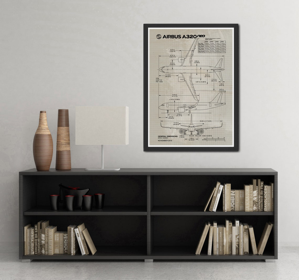 Blueprint Airbus A320 NEO Commercial Airplane. Dimensions. - Etsy