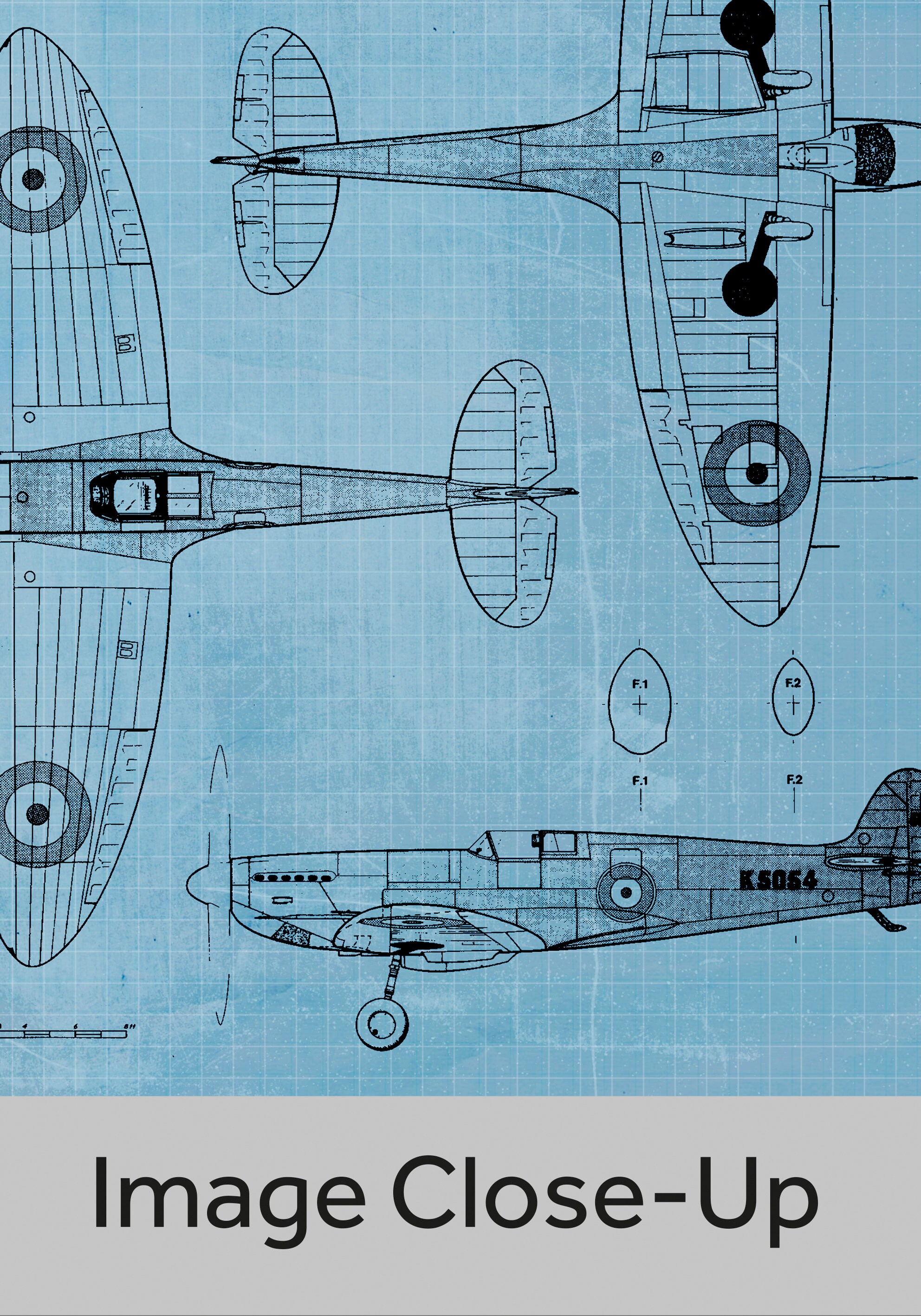 Spitfire WW2 airplane blueprint. Supermarine Type 300 | Etsy