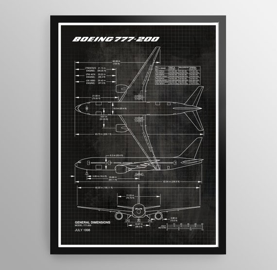 Blueprint Boeing 777 Poster Print. Aviation Poster. Aircraft | Etsy India
