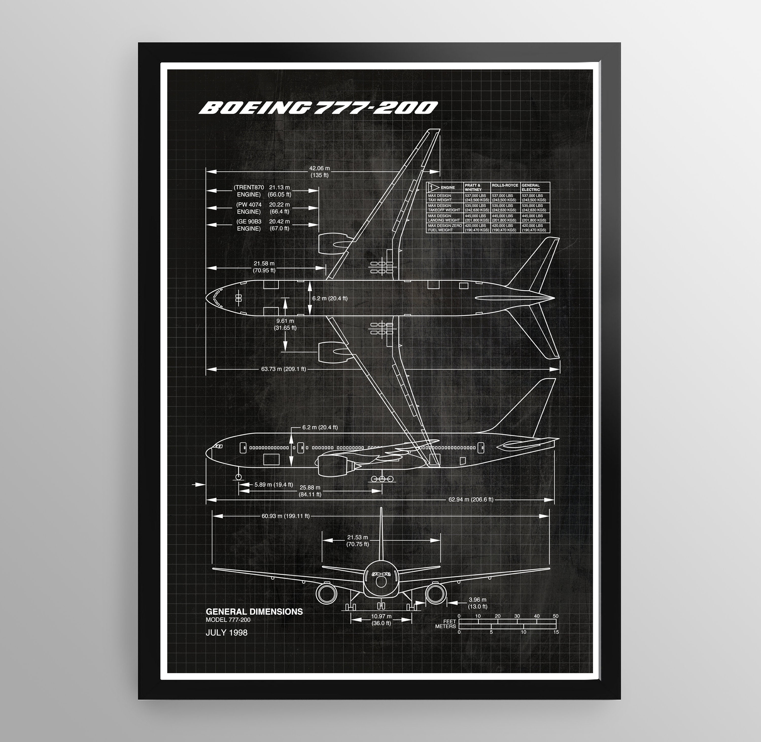 Blueprint Boeing 777 Poster Print. Aviation Poster. Aircraft - Etsy UK