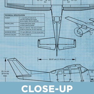 Blueprint Cessna 206 Poster, Aviation Gift. Birthday Gift. USA Single ...