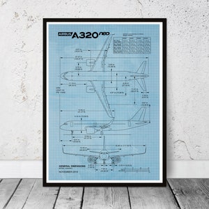 Blueprint Airbus A320 NEO Commercial Airplane. Dad's Birthday Gift ...
