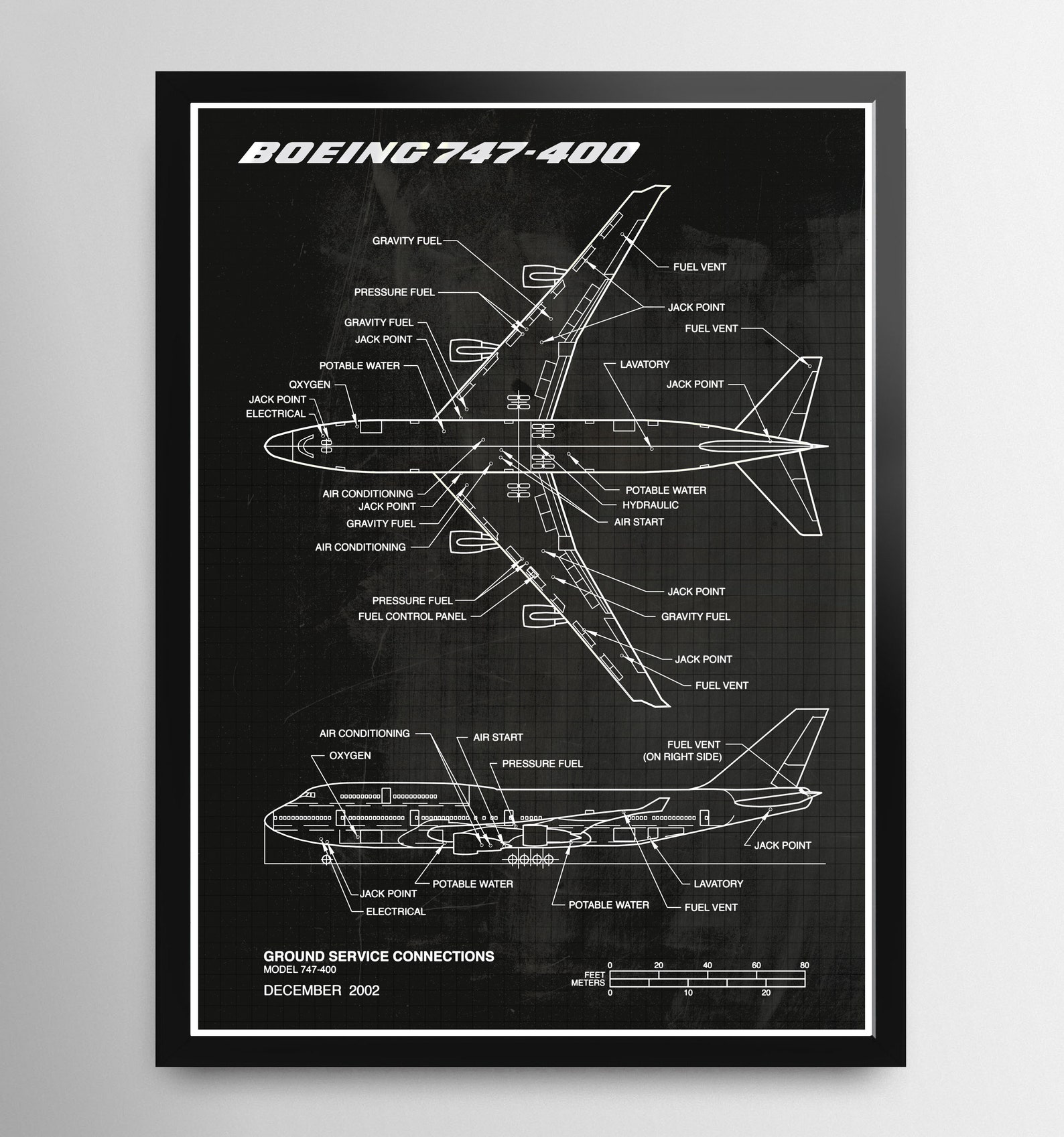 Blueprint Boeing 747-400 Year 2002 Aviation Blueprint | Etsy