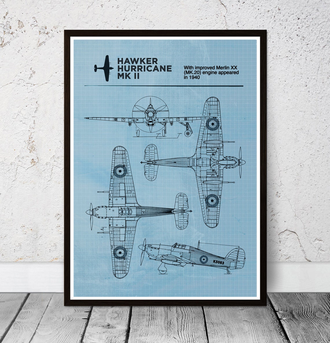 Blueprint Hawker Hurricane WW2 Aircraft. Hurricane MK II - Etsy UK