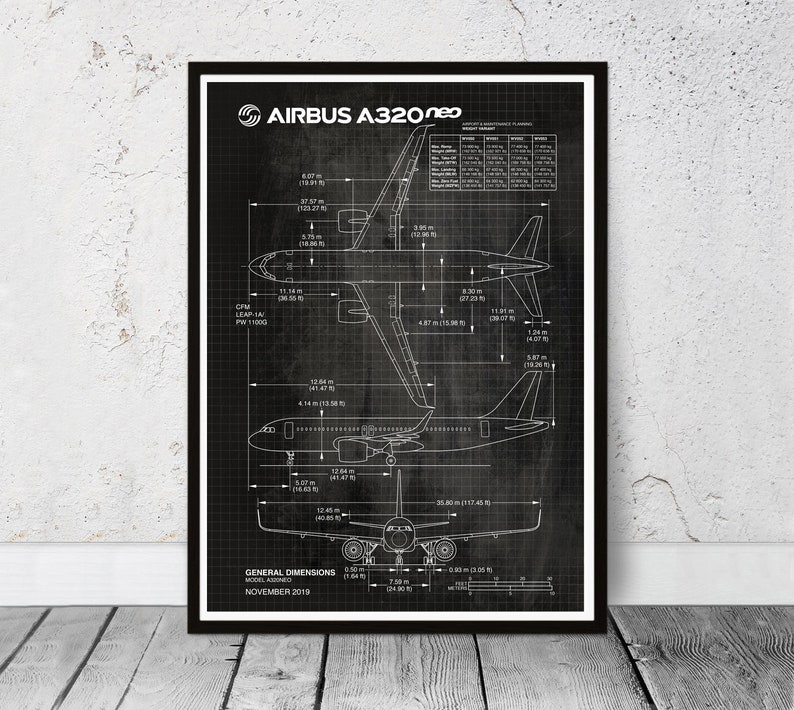 Buy Blueprint Airbus A320 NEO Commercial Airplane. Dimensions. Online ...