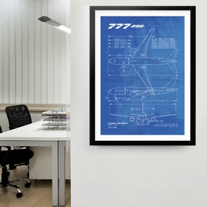 Blueprint Boeing 777 Poster Print. Aviation Posters. Airplane Posters ...