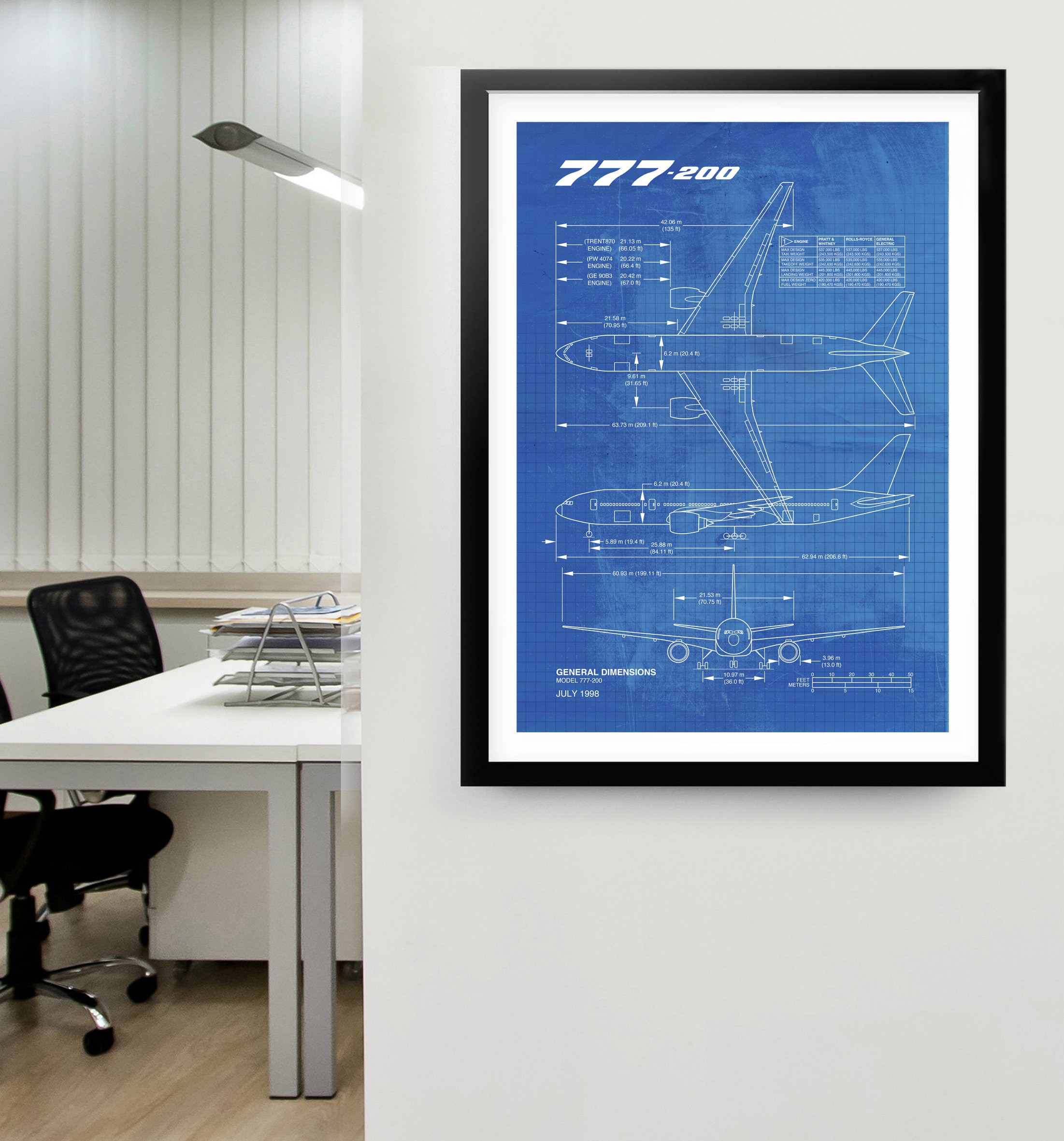 Blueprint Boeing 777 Poster Print. Aviation Posters. Airplane Posters ...