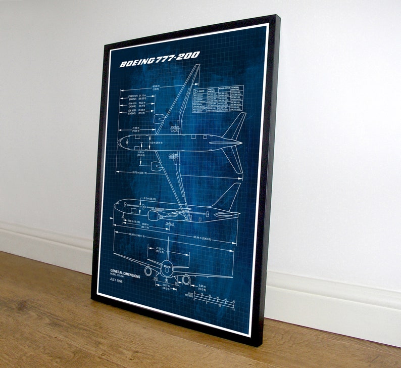 Blueprint Boeing 777 Poster Print. Aviation Poster. Aircraft | Etsy
