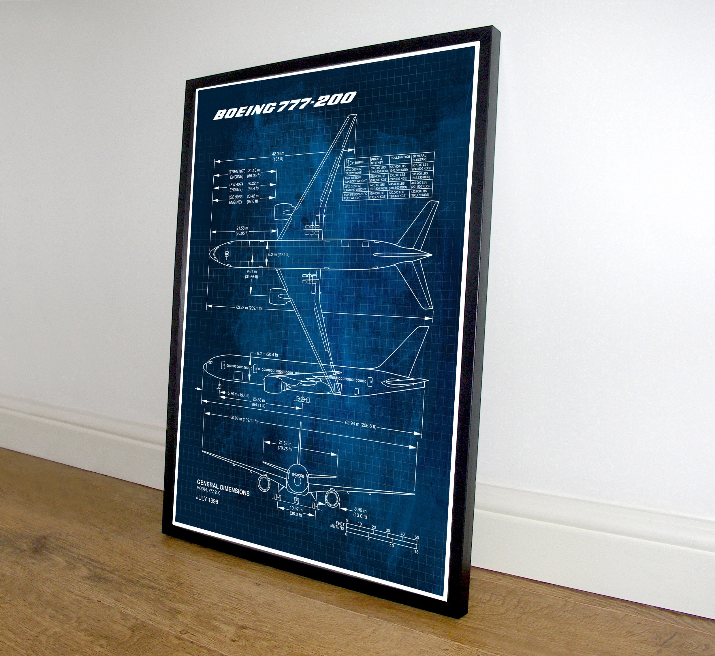 Blueprint Boeing 777 Poster Print. Aviation Poster. Aircraft | Etsy