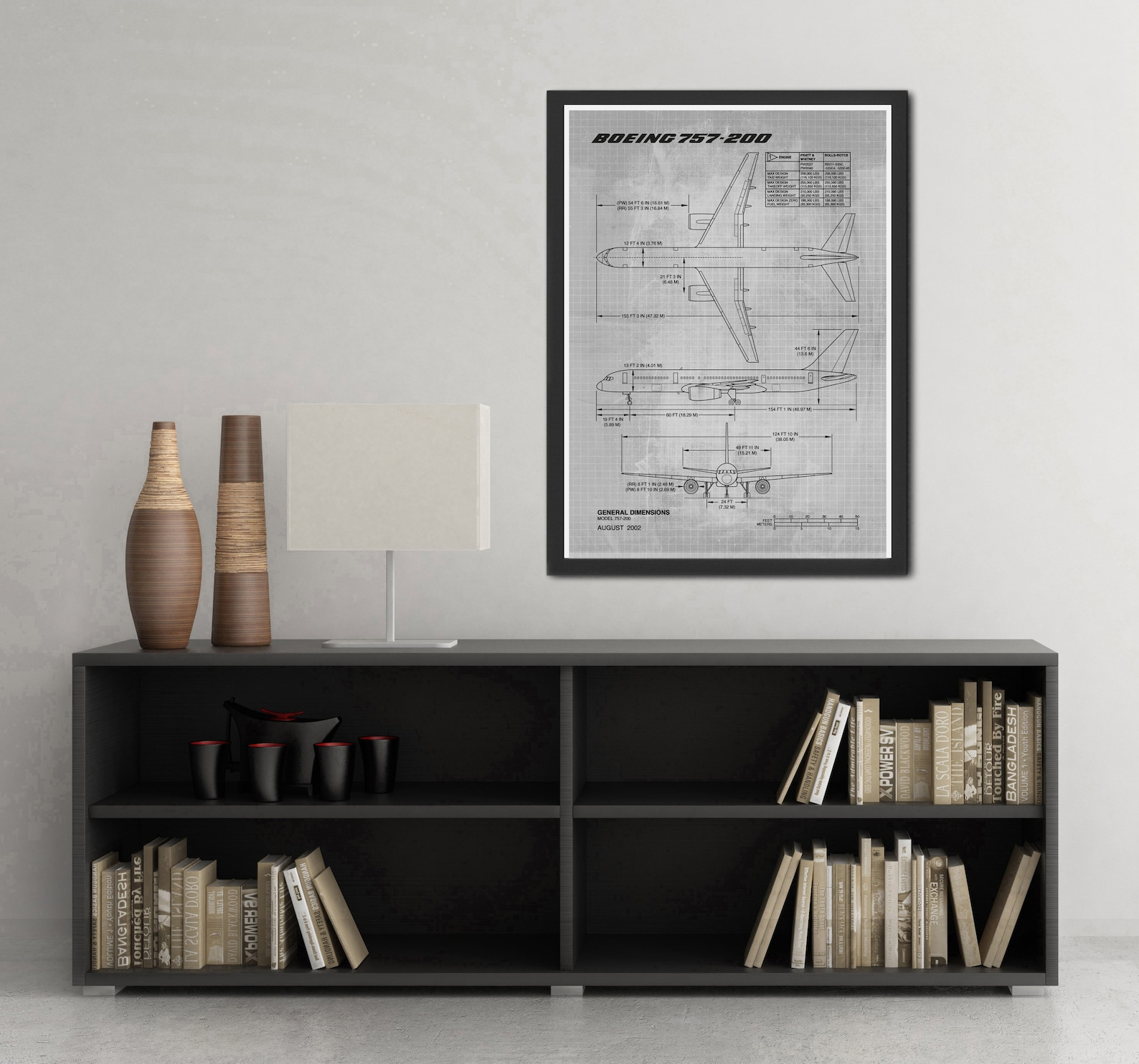 Blueprint Boeing 757 Poster Print. Aircraft Dimensions. - Etsy
