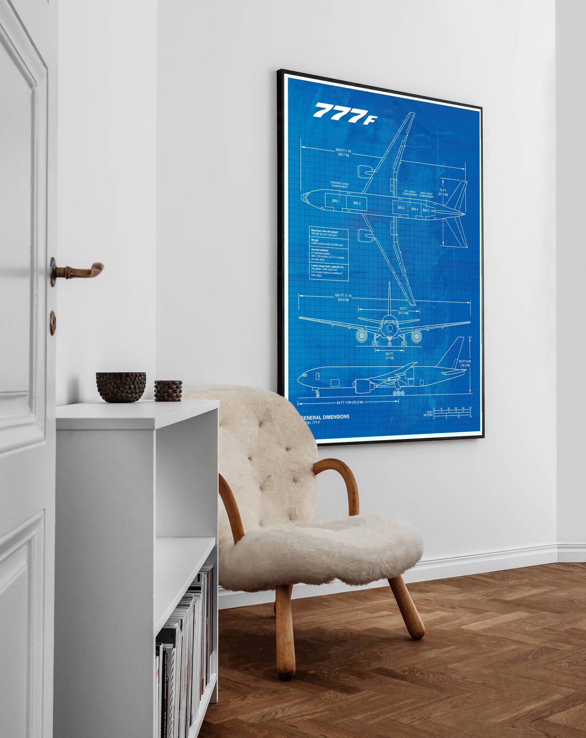 Blueprint Boeing 777F Freighter Poster Print. Aircraft Dimensions ...