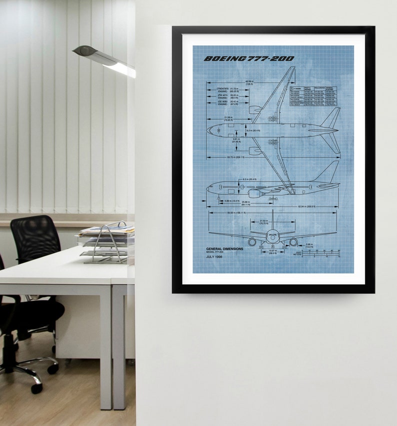Blueprint Boeing 777 Poster Print. Aviation Poster. Aircraft | Etsy
