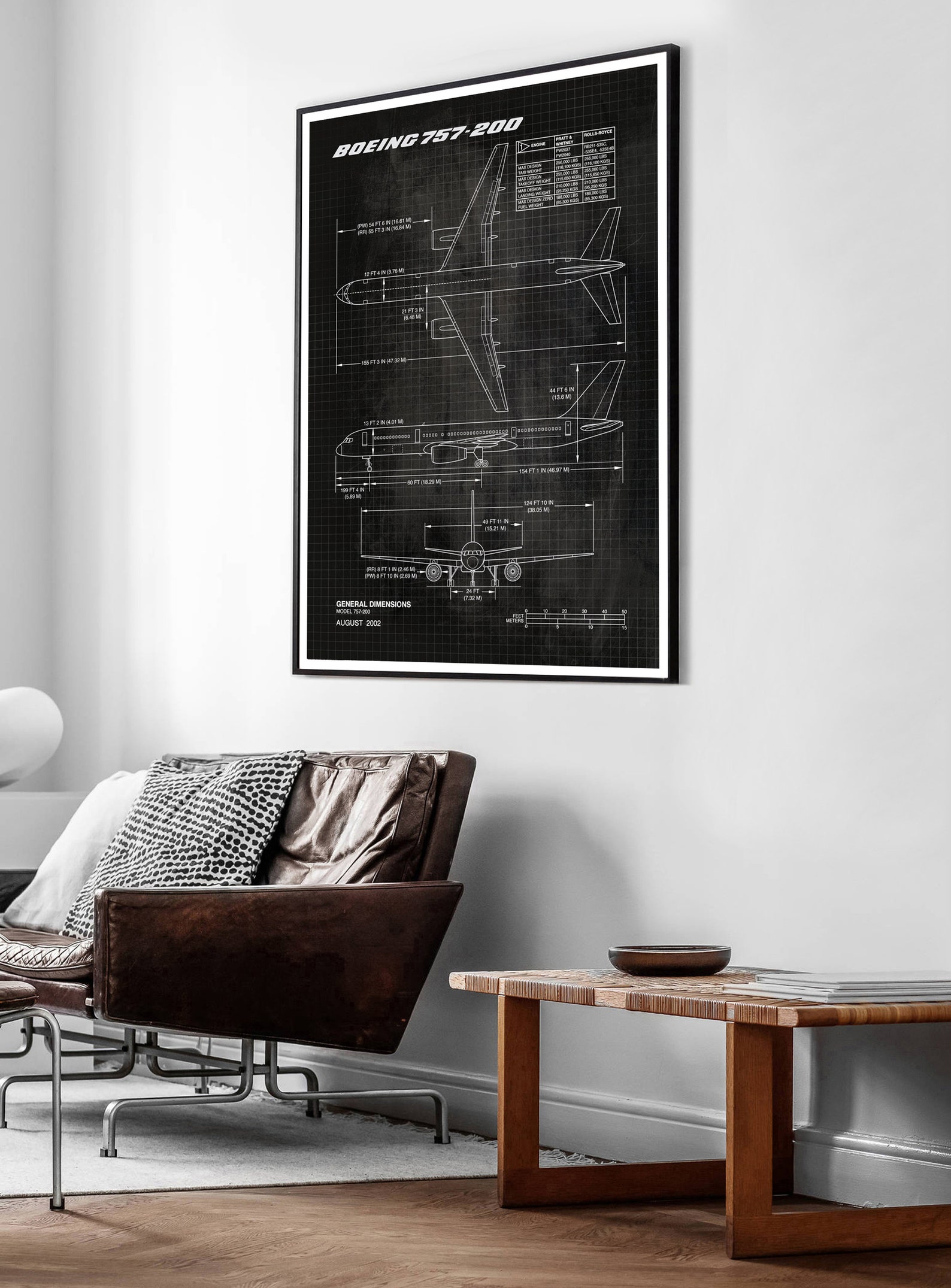 Blueprint Boeing 757 Poster Print. Aircraft Dimensions. - Etsy