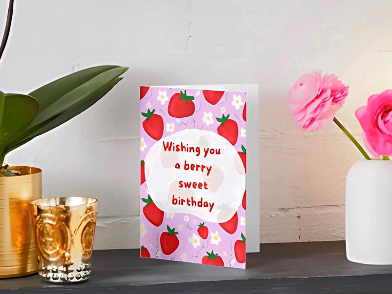 Berry First Birthday Card, Berry Sweet Birthday Card, Printable ...