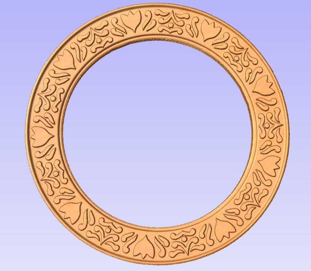 Round Frame Model With Lotus Ornament for Pictures Photo Mirror - Stl ...