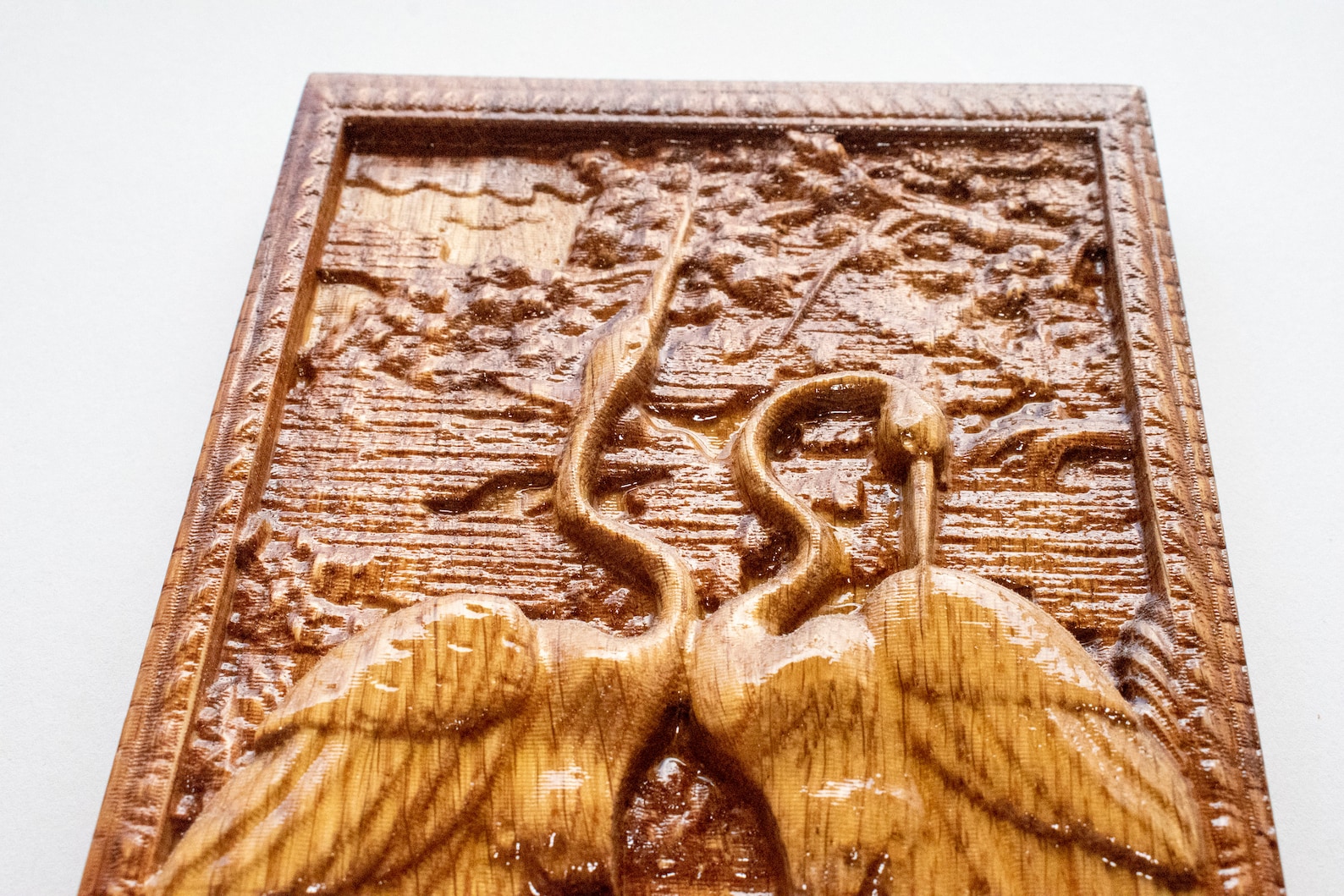 Storks Birds Nature Landscape 3D Carved in Oak Wood Wooden - Etsy