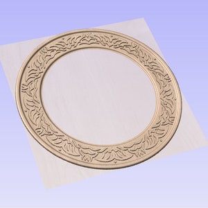 Round Frame for Pictures or Mirror - Waves Ornament Stl Dxf File for ...