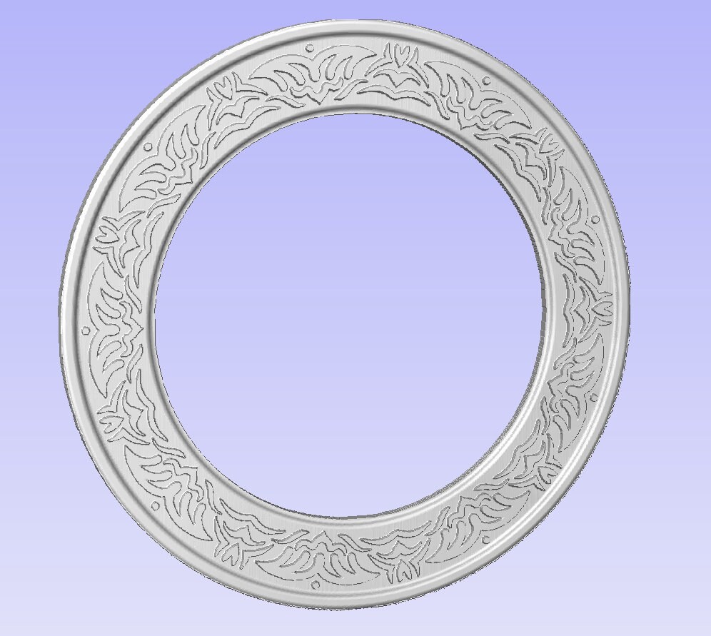 Round Frame for Pictures or Mirror - Waves Ornament Stl Dxf File for ...