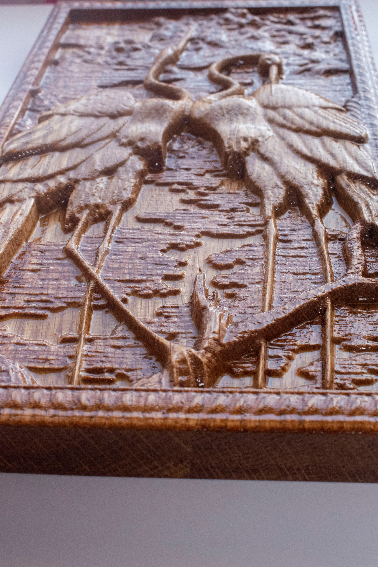 Storks Birds Nature Landscape 3D Carved in Oak Wood Wooden - Etsy
