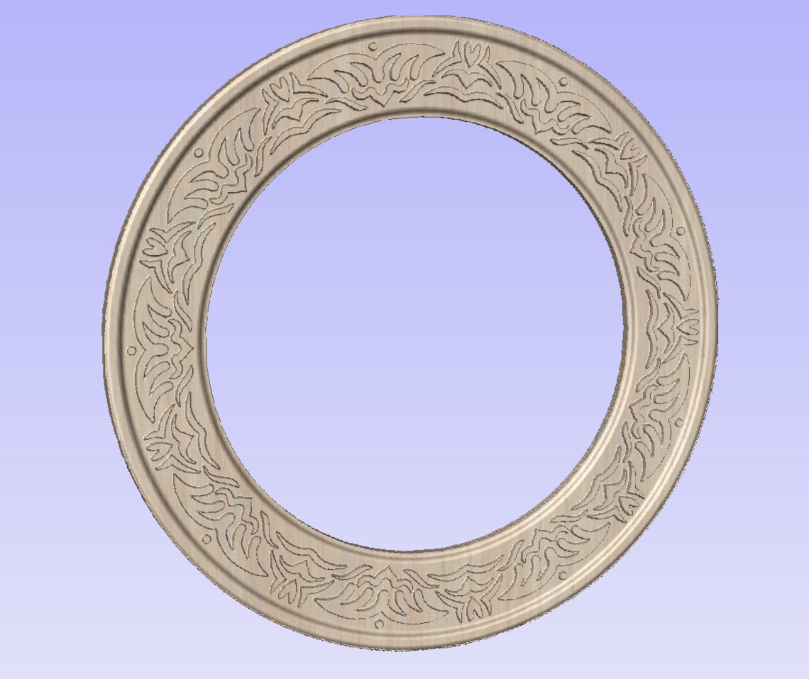 Round Frame for Pictures or Mirror Waves Ornament Stl Dxf File for CNC ...