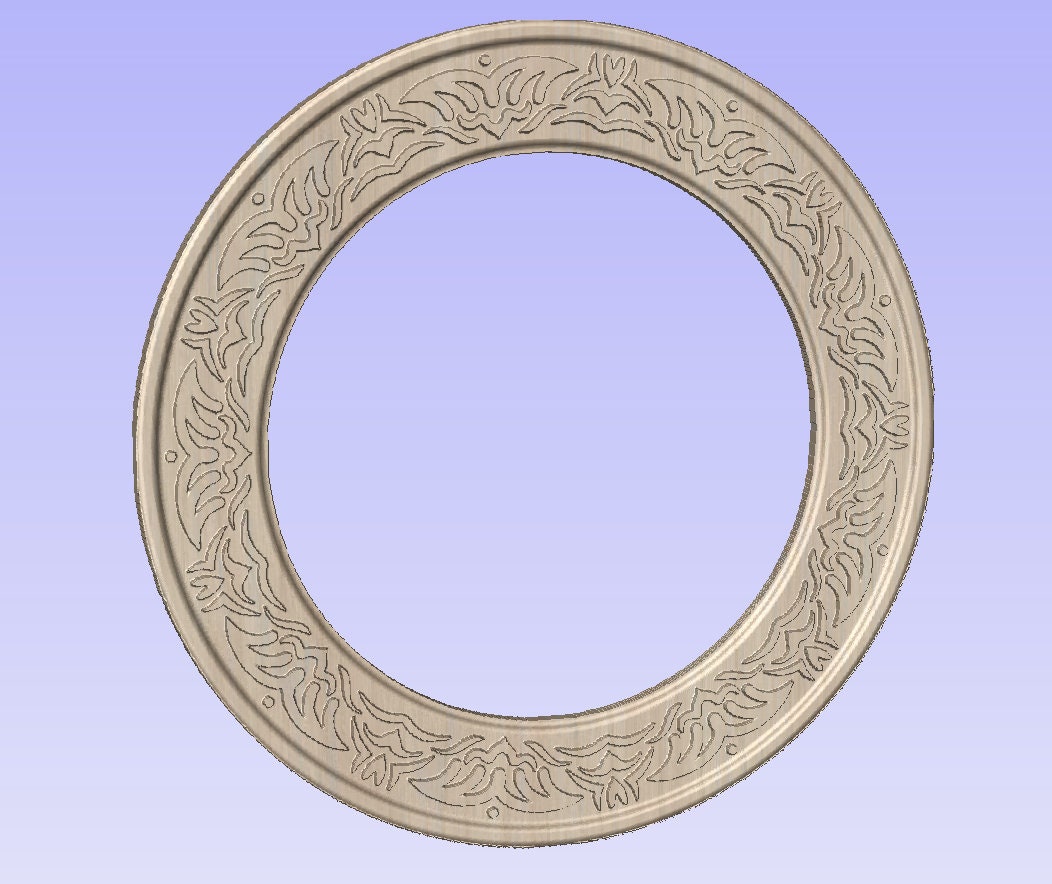 Round Frame for Pictures or Mirror - Waves Ornament Stl Dxf File for ...
