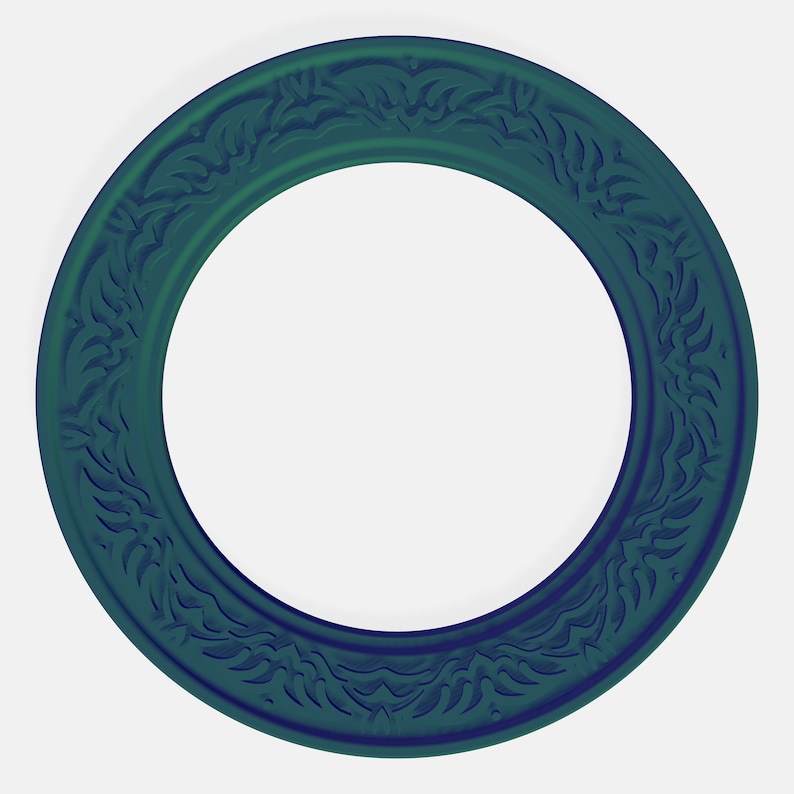 Round Frame for Pictures or Mirror - Waves Ornament Stl Dxf File for ...