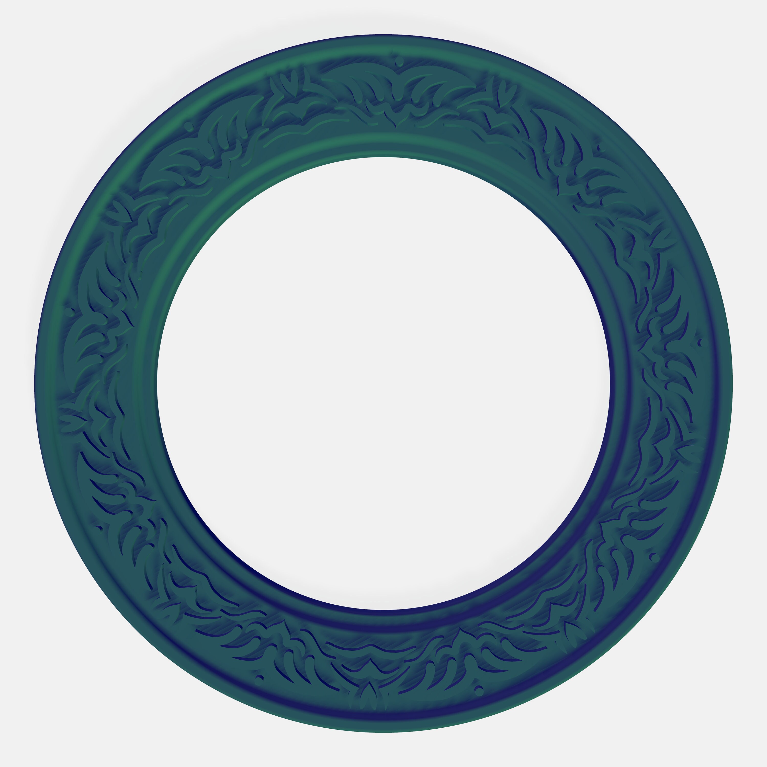 Round Frame for Pictures or Mirror - Waves Ornament Stl Dxf File for ...