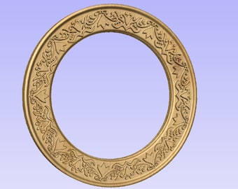 Round Frame for Pictures or Mirror Leaves Ornament Stl Dxf | Etsy