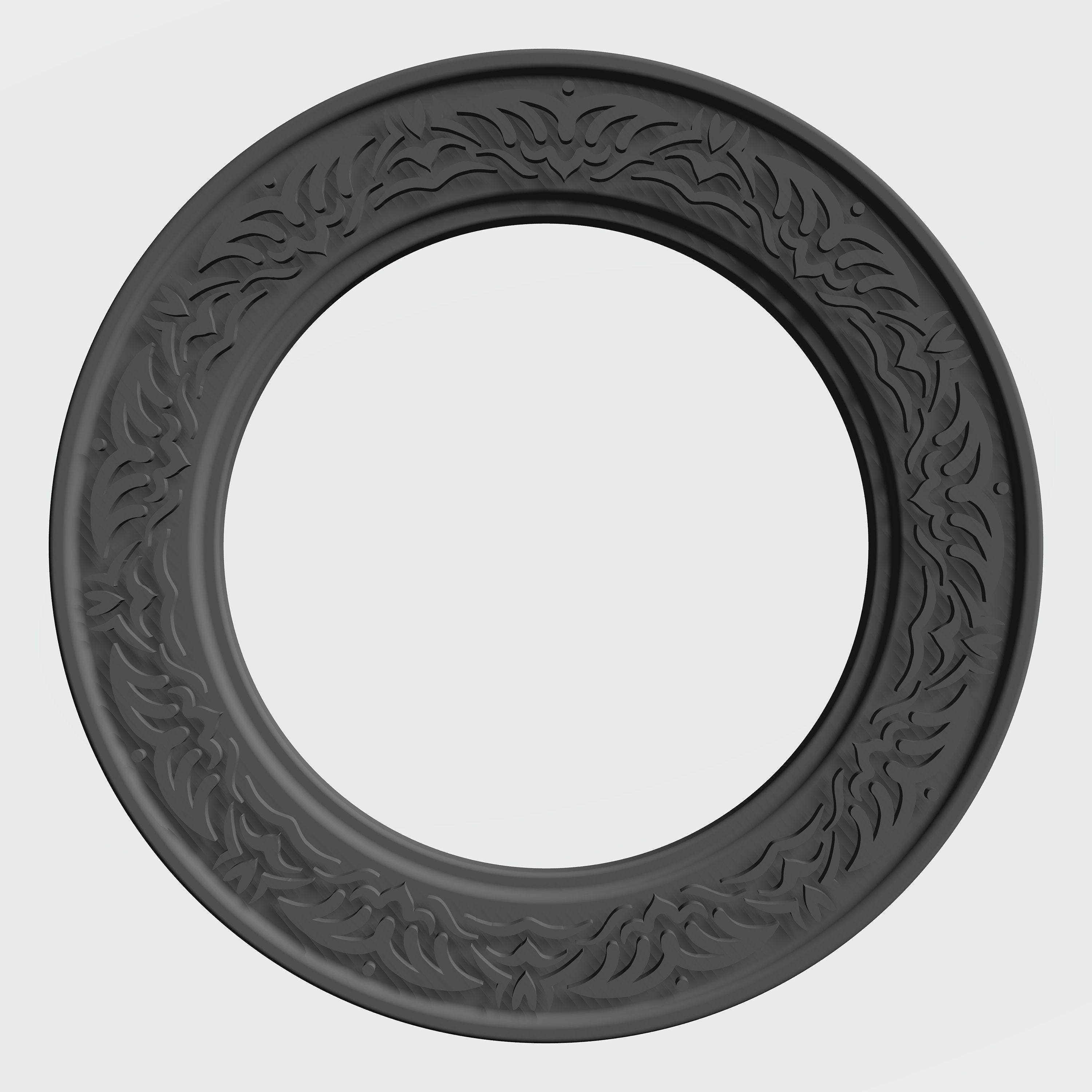 Round Frame for Pictures or Mirror - Waves Ornament Stl Dxf File for ...