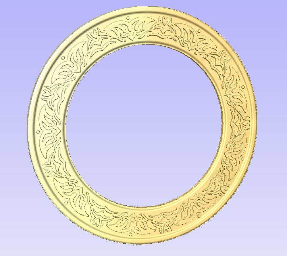 Round Frame for Pictures or Mirror - Waves Ornament Stl Dxf File for ...