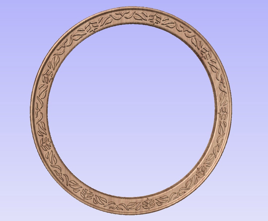 Round Frame for Pictures or Mirror - Leaves Ornament Stl Dxf File for ...