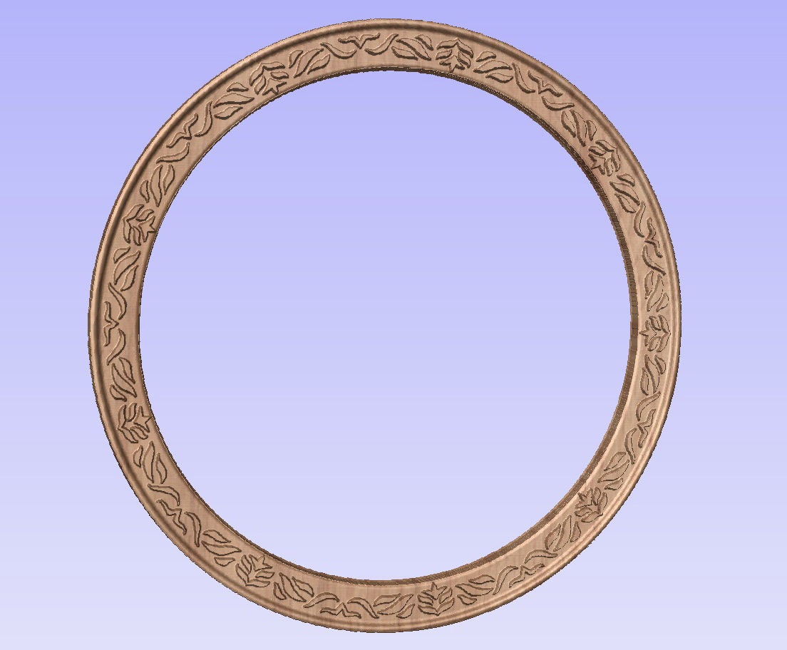 Round Frame for Pictures or Mirror - Leaves Ornament Stl Dxf File for ...