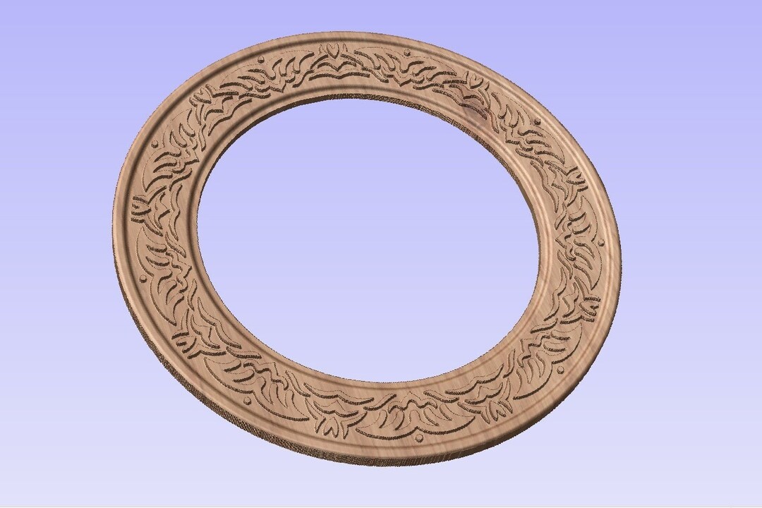 Round Frame for Pictures or Mirror - Waves Ornament Stl Dxf File for ...