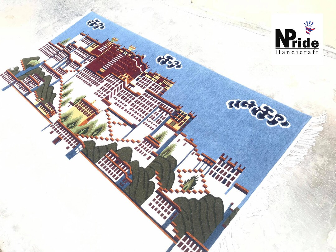 Hand-knotted Wool Rug: Dalai Lama's Palace Design, 3x6 Ft, Handmade ...