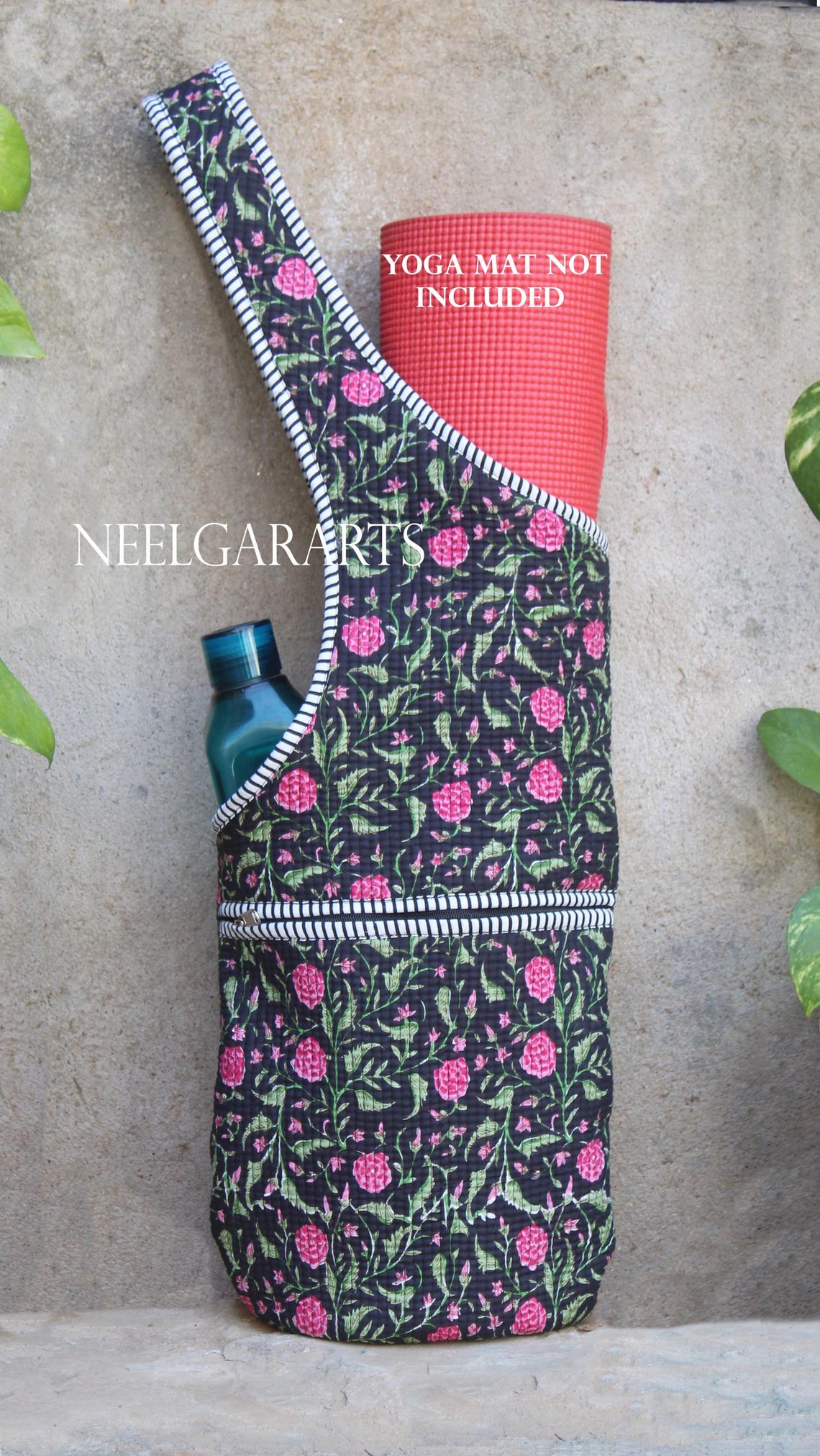 Handmade Quilted Yoga Mat Bag: Floral Print Cotton Tote - Etsy