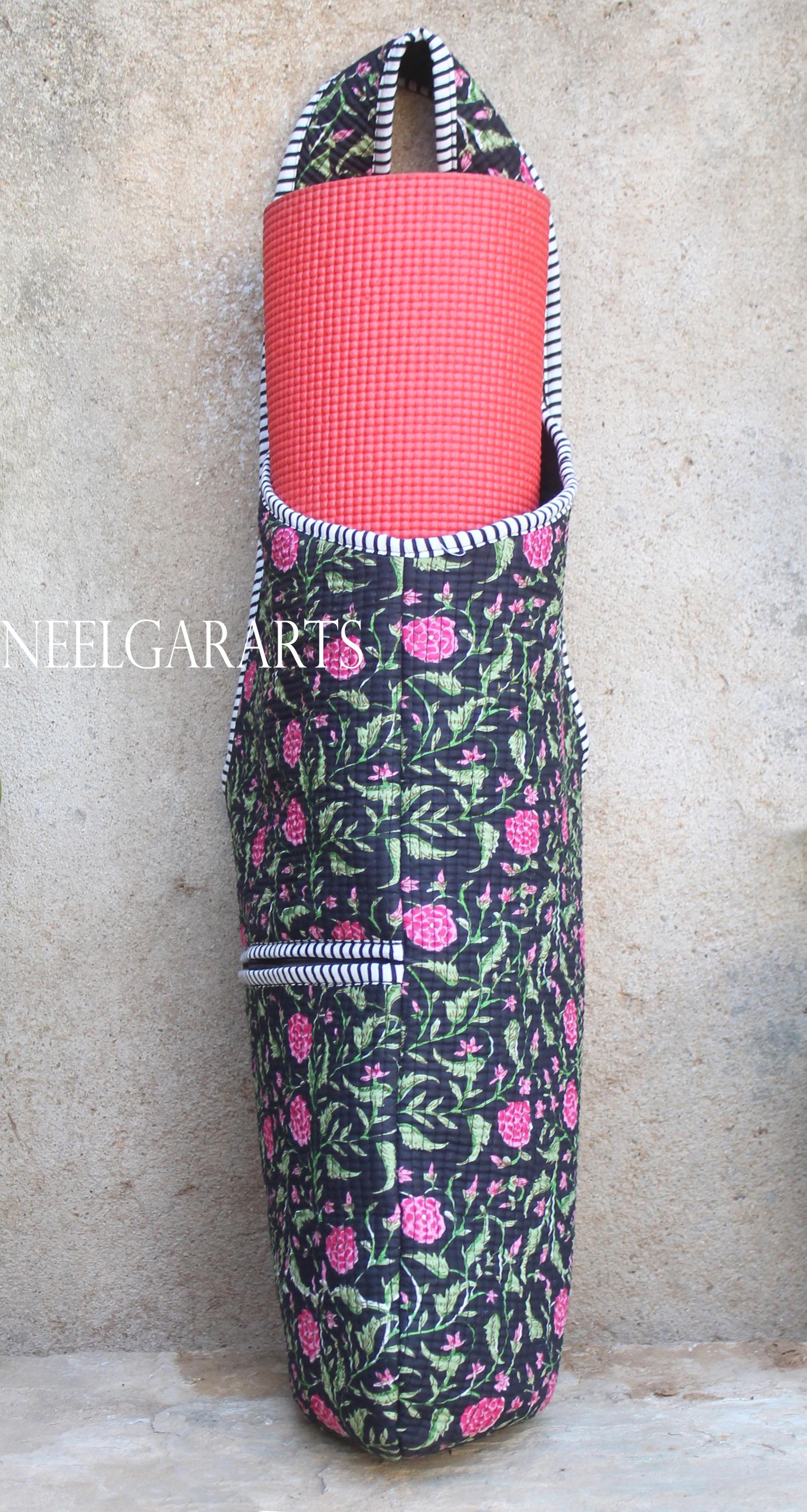 Handmade Quilted Yoga Mat Bag: Floral Print Cotton Tote - Etsy