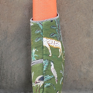 Green Jungle Print Yoga Mat Bag: Handmade Cotton Quilted Gym Tote - Etsy