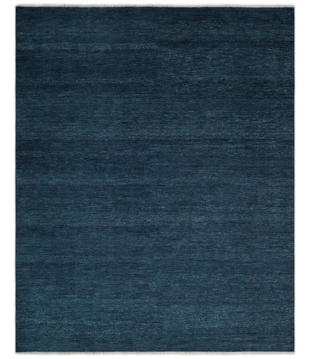 Custom Made Midnight Blue Solid Hand Knotted Modern Wool Area - Etsy