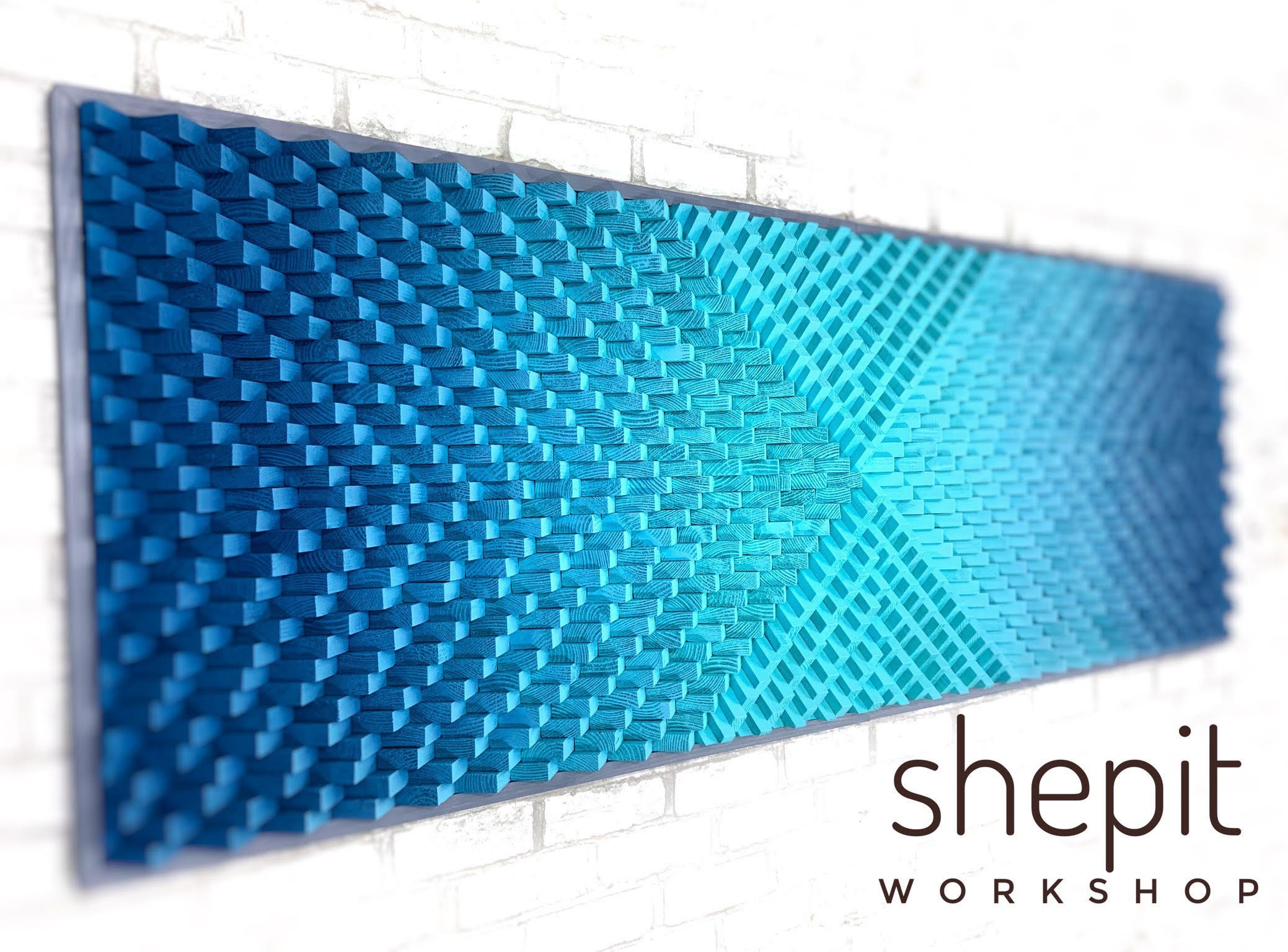 Wood Wall Art - Turquoise - Parametric Large Sound Diffuser - Acoustic ...