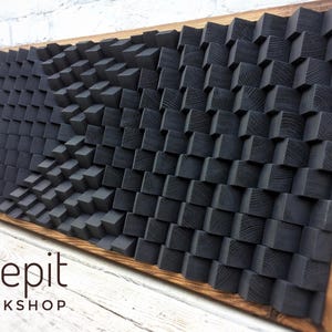 Black Sound Diffuser - Acoustic Panel - Large 3D Wood Wall Art - Music ...