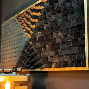 Black Sound Diffuser - Acoustic Panel - Large 3D Wood Wall Art - Music ...