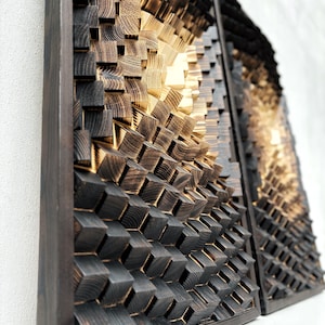Set of 2 Sound Diffusers - Large 3D Wood Wall Art - Acoustic Panels ...
